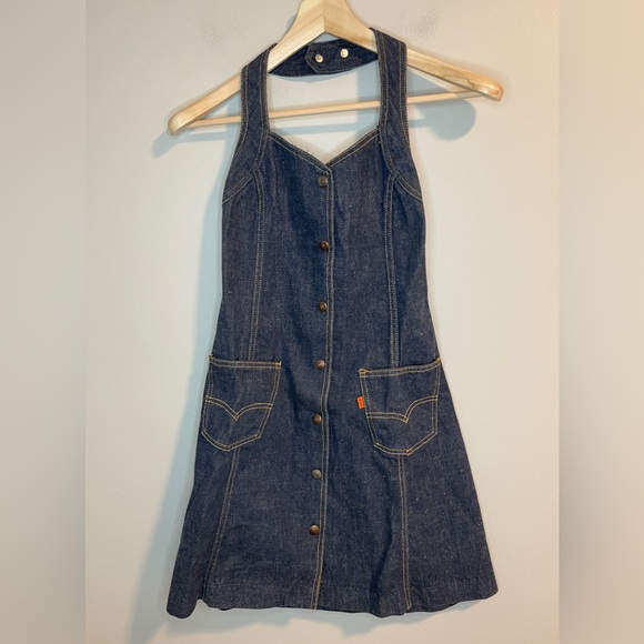 Levi's | Dresses | Vintage Levis Rainbow Label Orange Tab Denim Halter ...